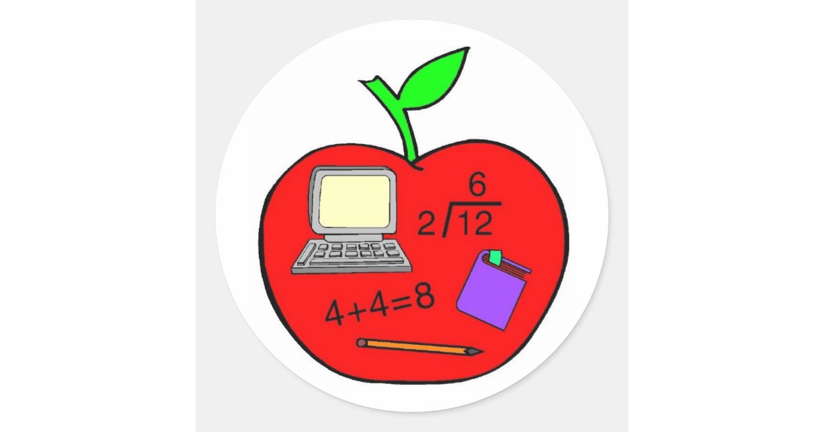 Back To School Apple Classic Round Sticker | Zazzle