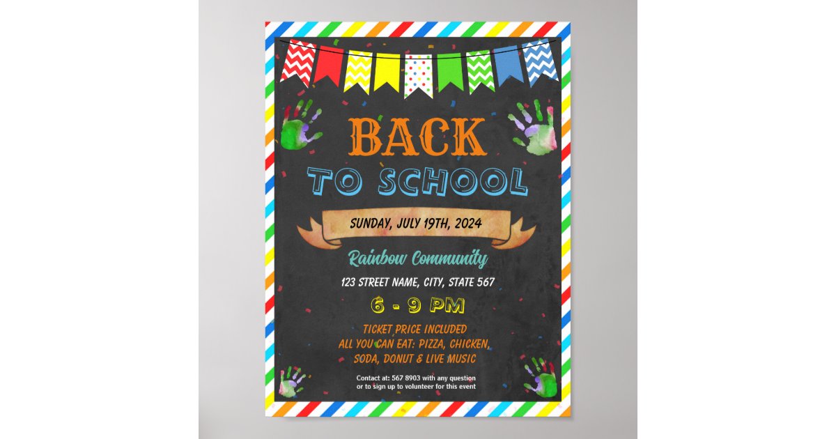 Back to school bash event template poster | Zazzle