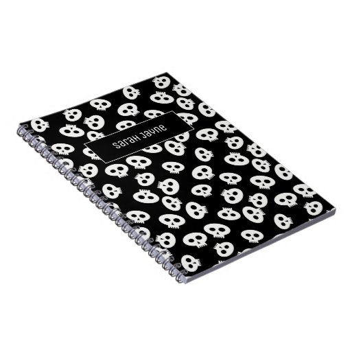 Back to School Black and White Skull Pattern Goth Notebook | Zazzle
