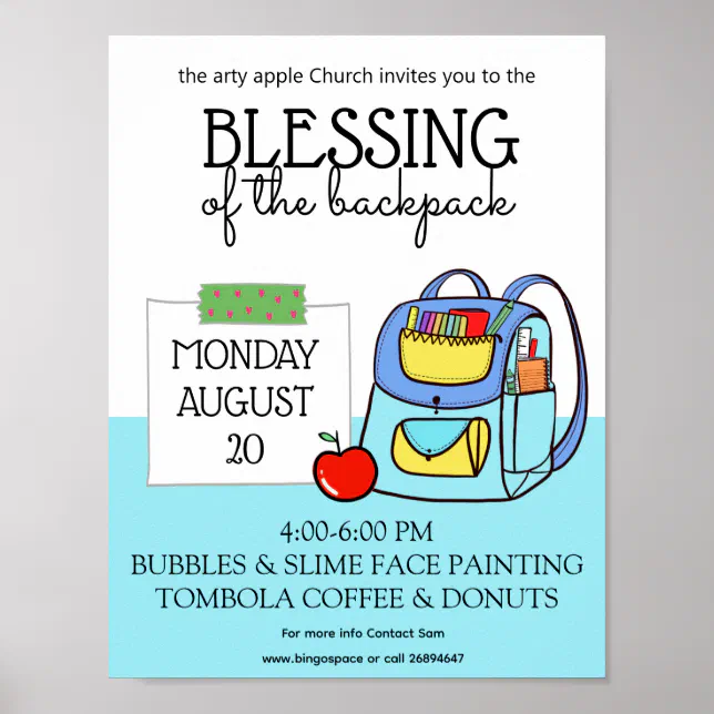 back to school blessing of the backpacks church poster | Zazzle