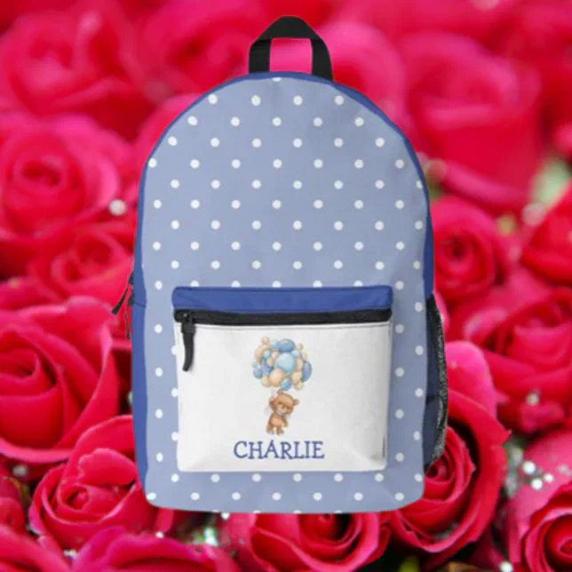 Back to school Boy Bear theme Printed Backpack | Zazzle