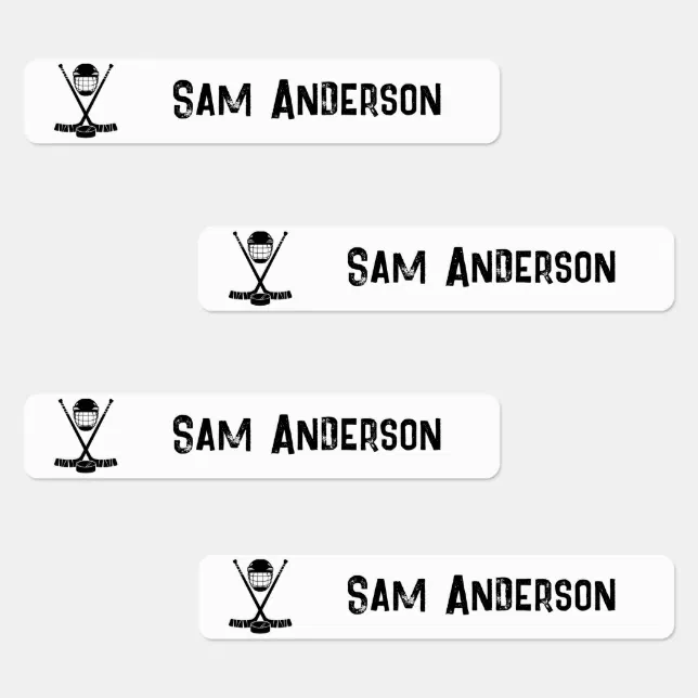 Back to School Boys Ice Hockey Kids Name Labels | Zazzle