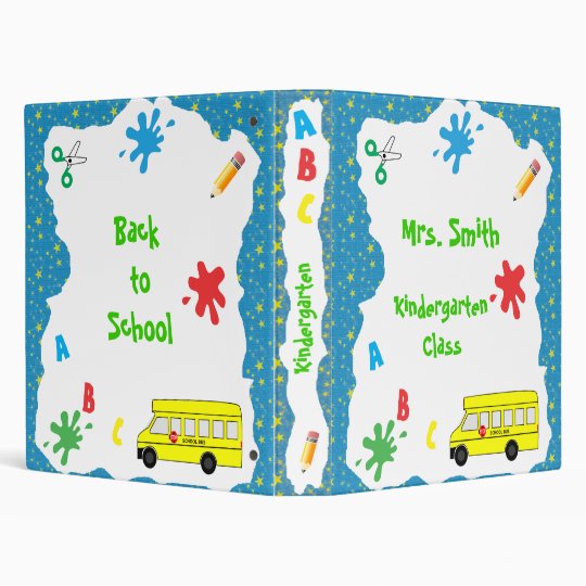 Back to School Bus Binder Blue Stars | Zazzle.com