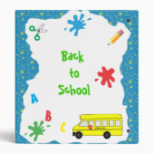 Back to School Bus Binder Blue Stars | Zazzle