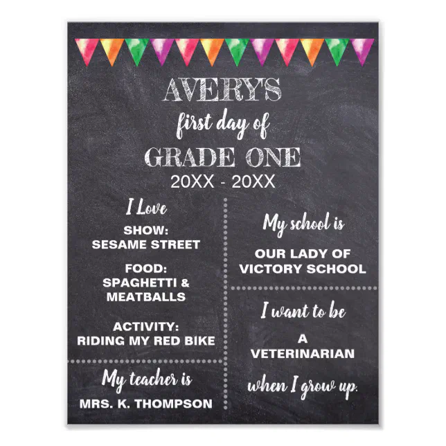 Back to school Chalkboard About Me sign | Zazzle
