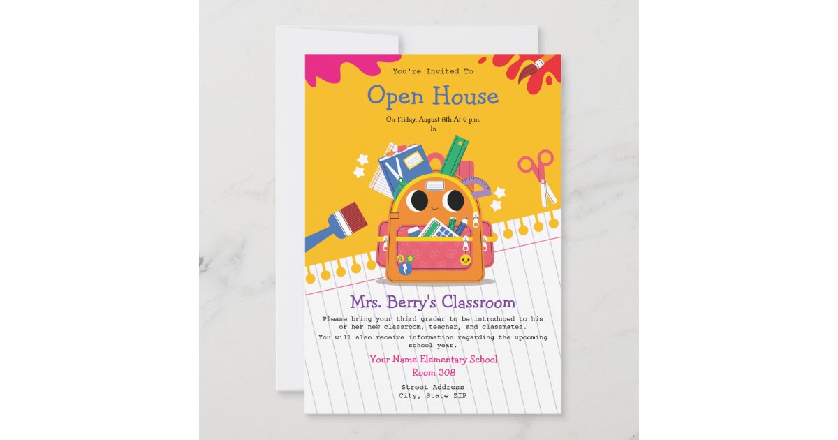 Back To School Classroom Open House Invitation | Zazzle