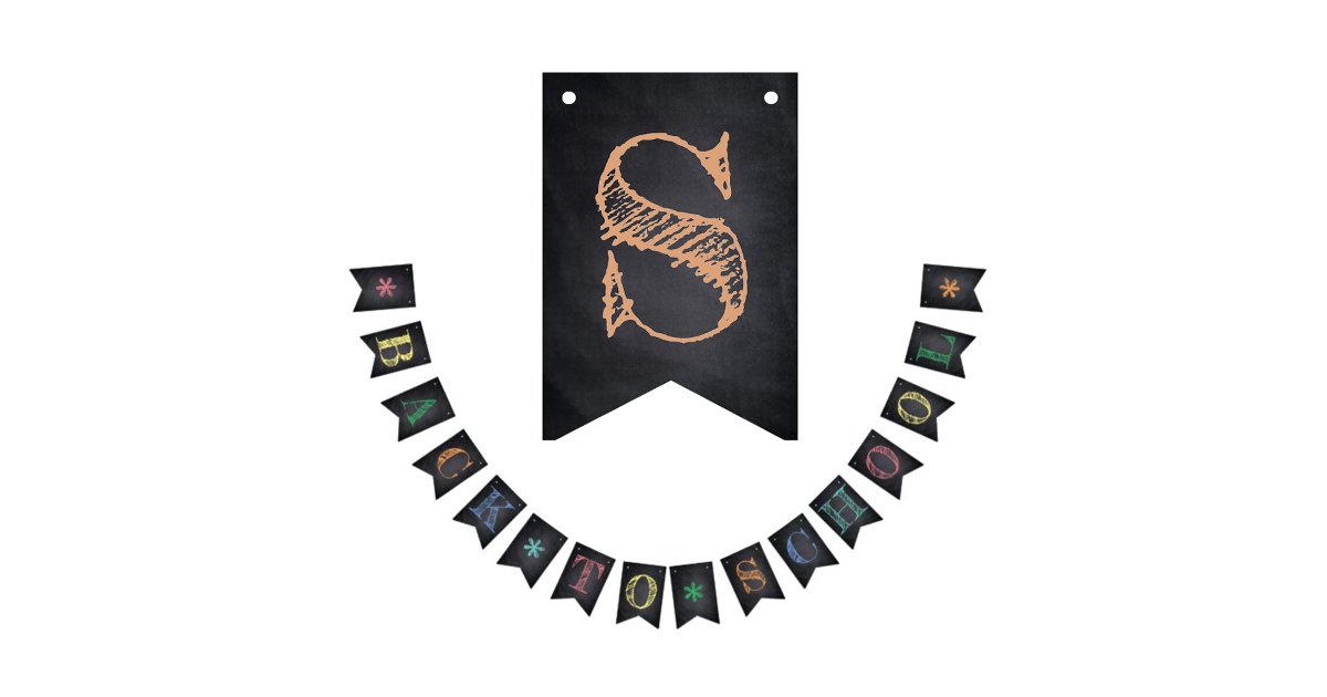 Back to School Colored Chalkboard Decoration Bunting Flags | Zazzle