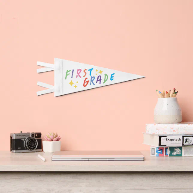 Back to school Cute colorful First Day of School Pennant Flag | Zazzle
