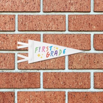 Back to school Cute colorful First Day of School Pennant Flag | Zazzle