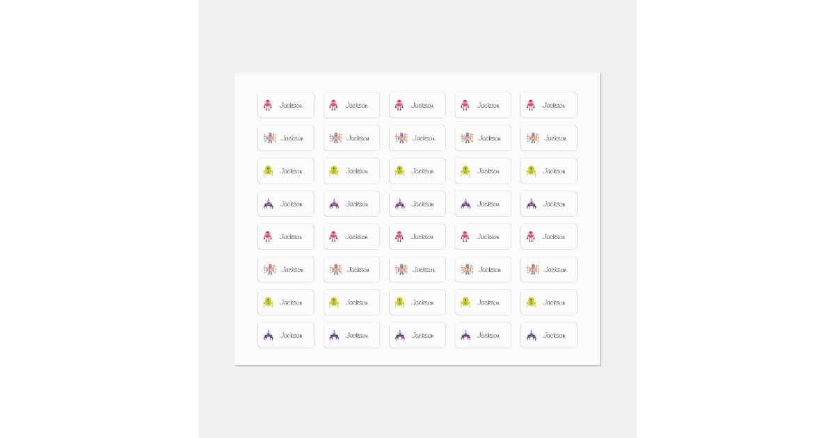 Back to School Cute Robots Waterproof Labels | Zazzle