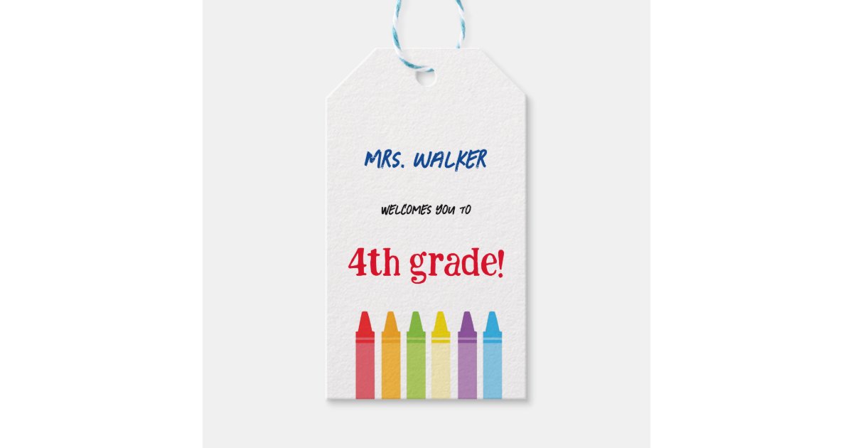 Back to School Cute Teacher Welcome Crayons Gift Tags | Zazzle