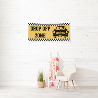 Back To School - Drop Off Zone Checkered Racing Banner | Zazzle