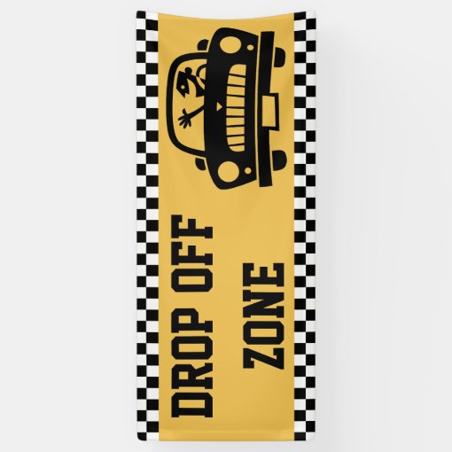 Back To School - Drop Off Zone Checkered Racing Banner | Zazzle