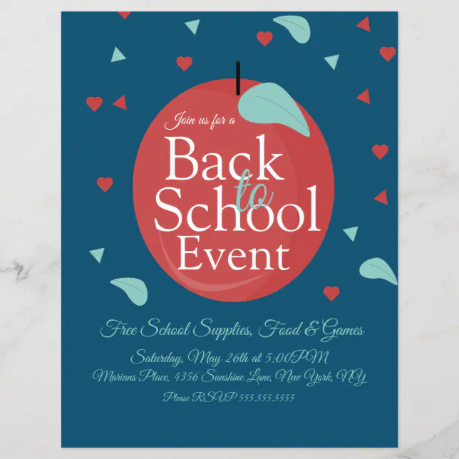 Back to School Event Fruit Apple Flyer | Zazzle