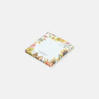 Back to School Fall Sunflowers Monogram Teacher Post-it Notes | Zazzle