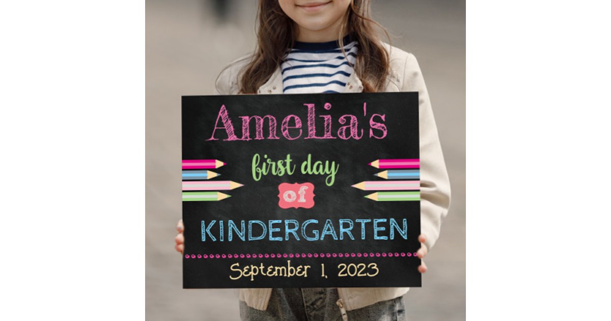 Back to School Hello Kindergarten Name Date Poster | Zazzle