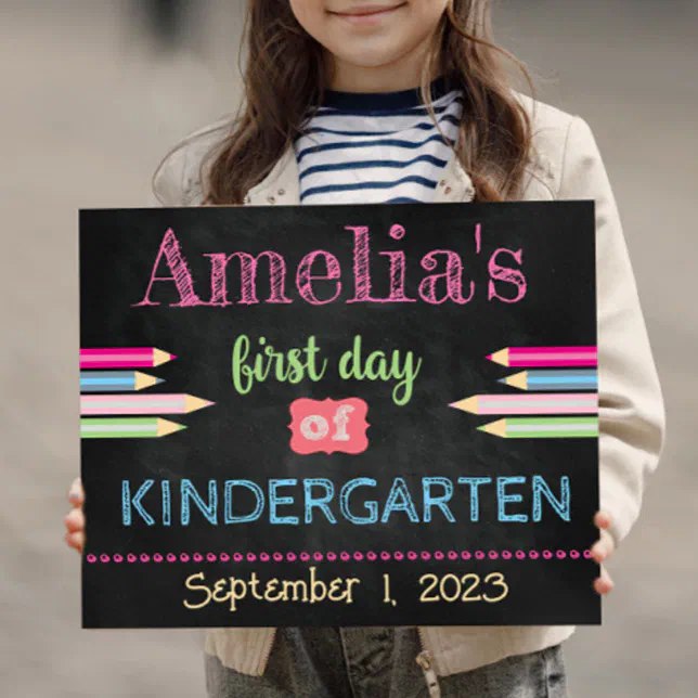 Back to School Hello Kindergarten Name Date Poster | Zazzle