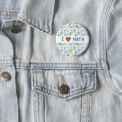 Back to school: "I love math" button | Zazzle