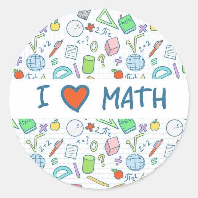 Back to school: "I love math" sticker | Zazzle