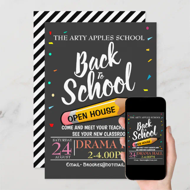 Back to school OPEN HOUSE invite | Zazzle