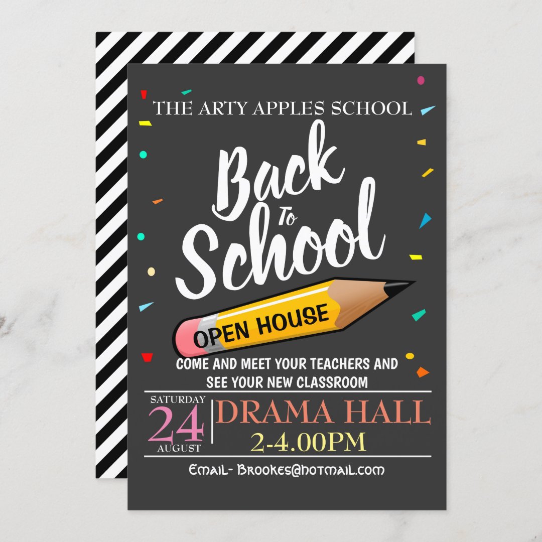 Back to school OPEN HOUSE invite | Zazzle