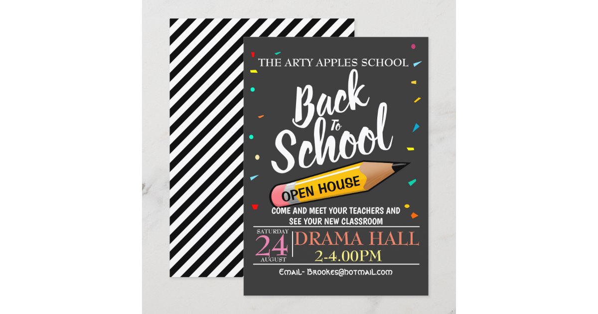 Back to school OPEN HOUSE invite | Zazzle