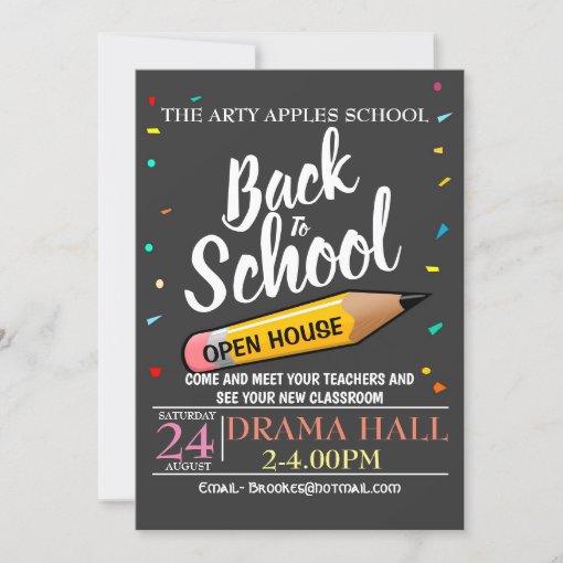 Back to school OPEN HOUSE invite | Zazzle