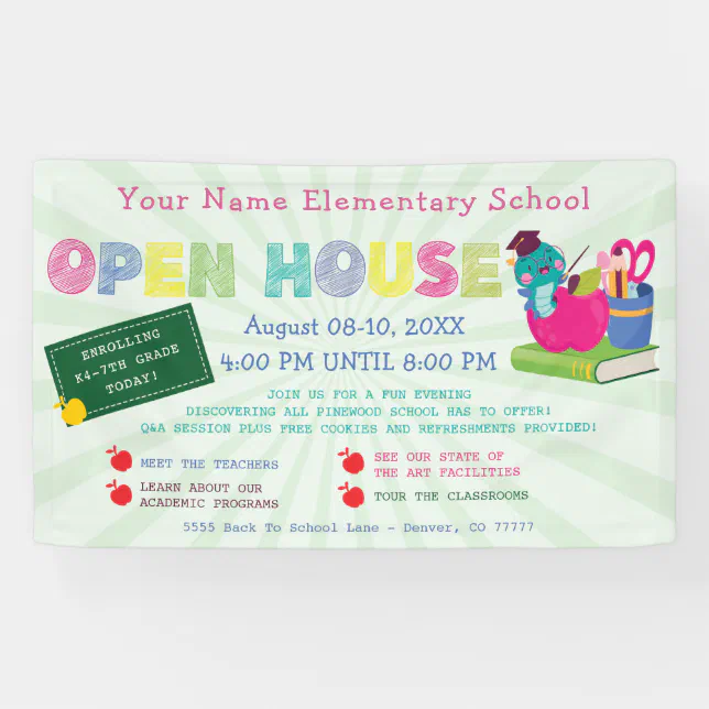 Back to School Open House Meet The Teacher Banner | Zazzle