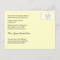 Back To School Open House / Orientation Postcard | Zazzle