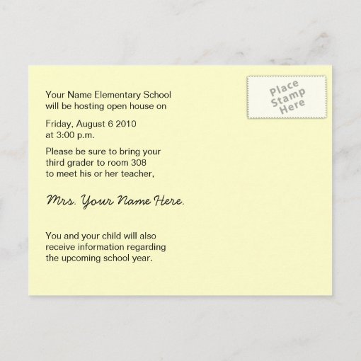 Back To School Open House / Orientation Postcard | Zazzle