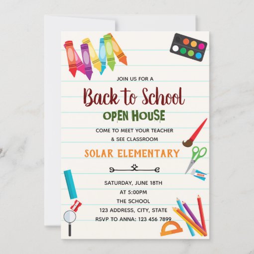 Back to school open house theme invitation | Zazzle