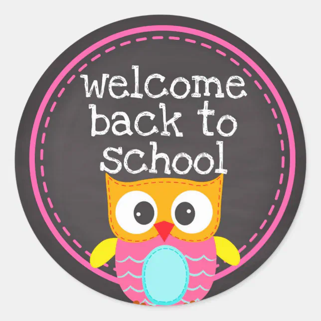 Back to School Owl Classic Round Sticker | Zazzle