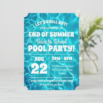 Back to School Pool Party Celebration Invitation | Zazzle