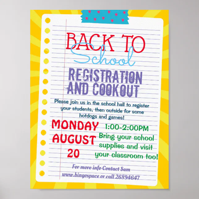 back to school PTA event PTO kindergarten teacher Poster | Zazzle