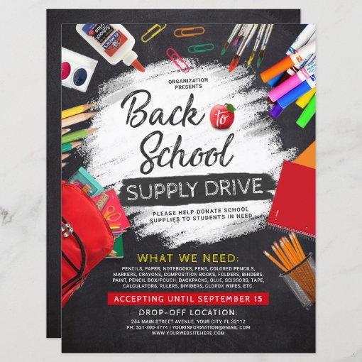 Back To School Supply Drive Fundraiser Flyer | Zazzle