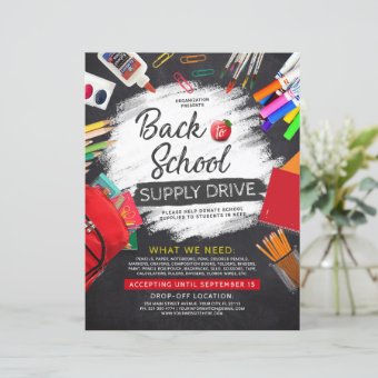 Back To School Supply Drive Fundraiser Flyer | Zazzle