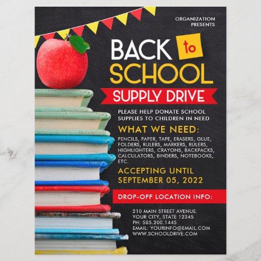 Back To School Supply Drive Fundraiser Flyer | Zazzle