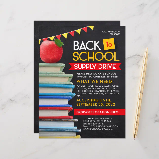 Back To School Supply Drive Fundraiser Flyer | Zazzle