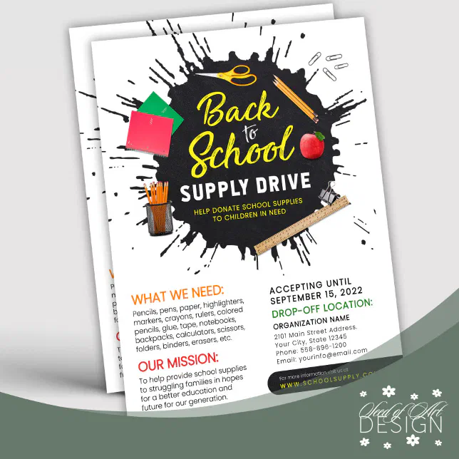 Back To School Supply Drive Fundraiser Flyer | Zazzle