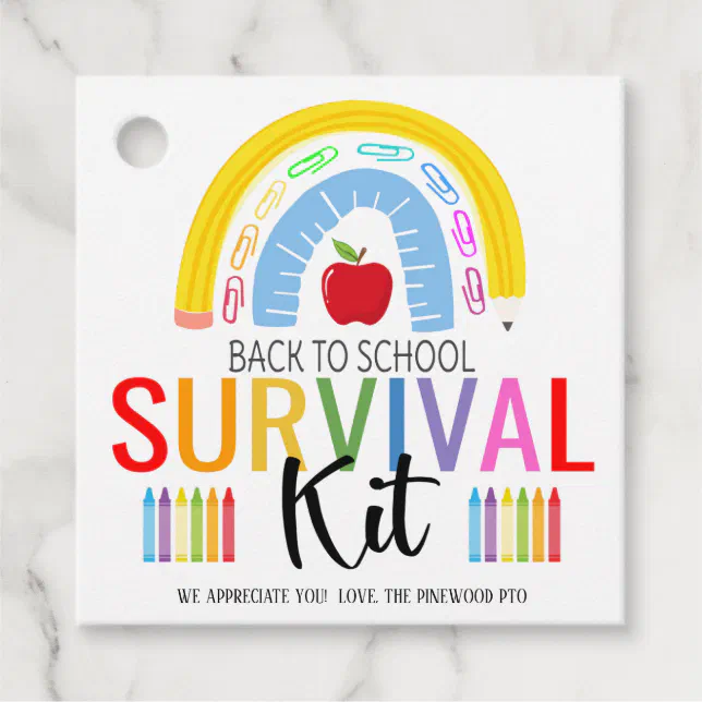 Back to School survival kit gift tag | Zazzle