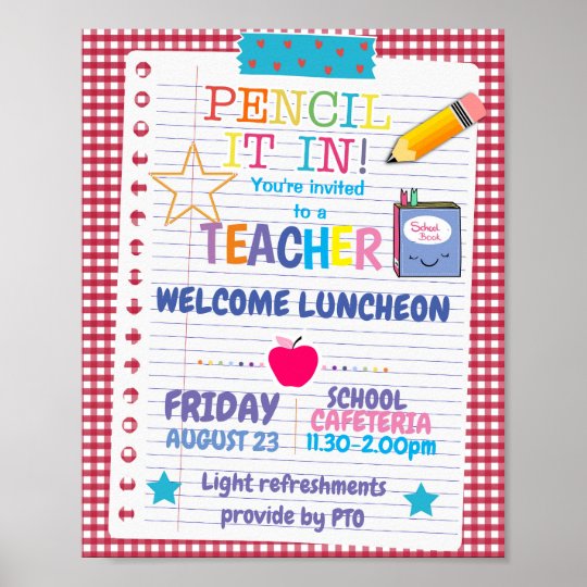 back to school teacher luncheon theme event poster | Zazzle.com