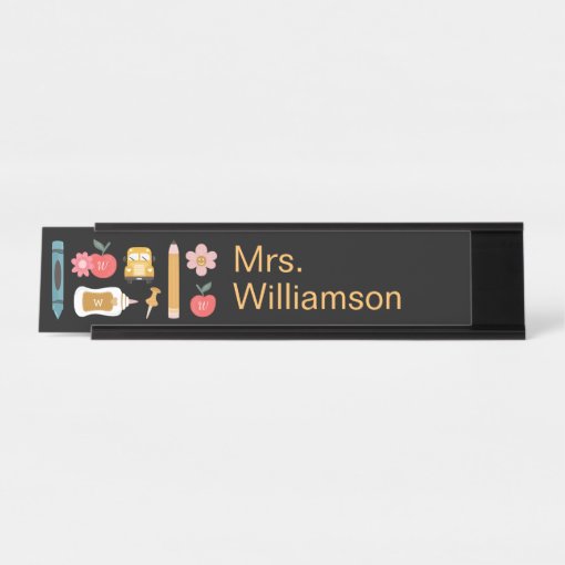 Back To School Teacher School Supplies Personalize Desk Name Plate | Zazzle