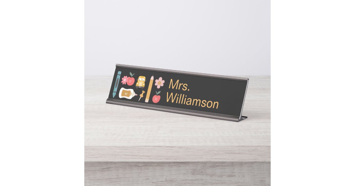 Back To School Teacher School Supplies Personalize Desk Name Plate | Zazzle
