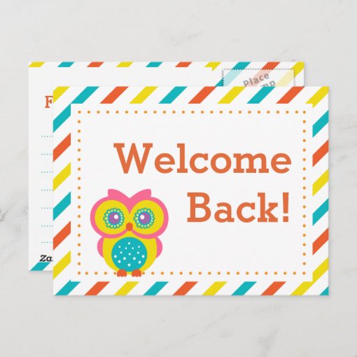 Back to School Teacher's Postcard - Owl Theme | Zazzle