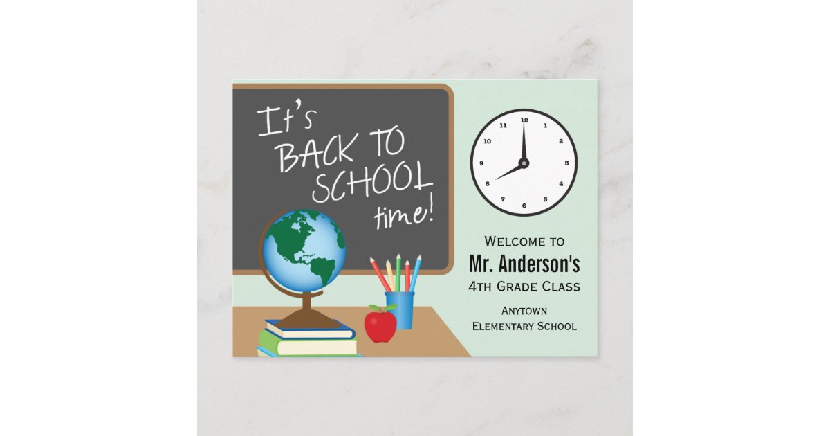 Back To School Time Personalized Teacher Postcard | Zazzle