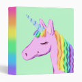 Back To School Unicorn Rainbow 3 Ring Binder | Zazzle