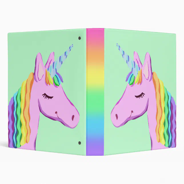 Back To School Unicorn Rainbow 3 Ring Binder | Zazzle