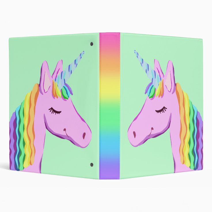 Back To School Unicorn Rainbow 3 Ring Binder | Zazzle