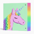 Back To School Unicorn Rainbow 3 Ring Binder | Zazzle