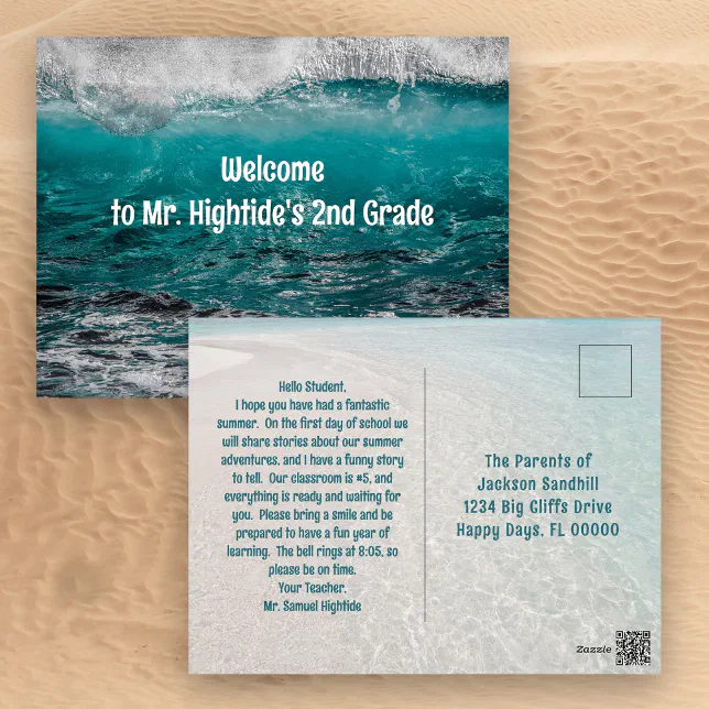 Back to School Welcome Students Ocean Waves Postcard | Zazzle